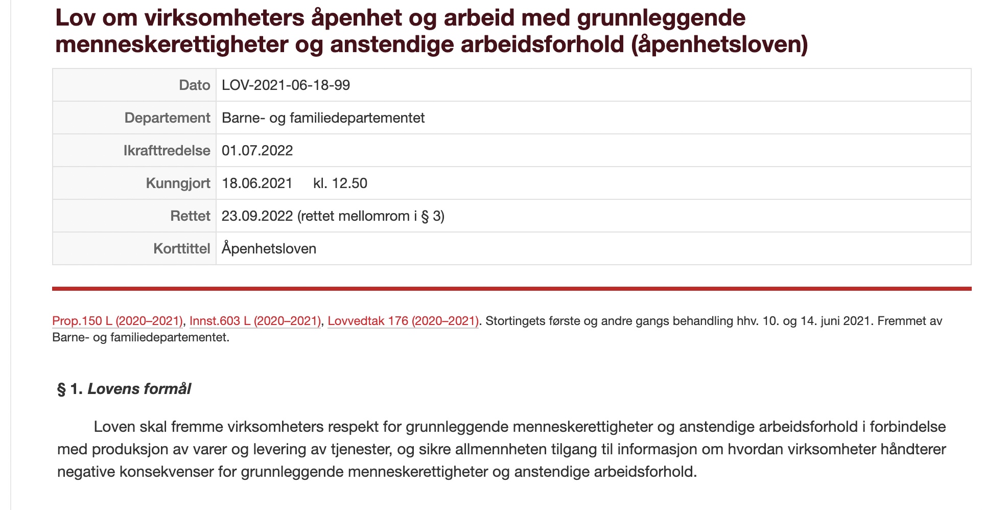 Åpenhetsloven + mulig EU-importforbud = norsk konkurransefordel? | Juridika